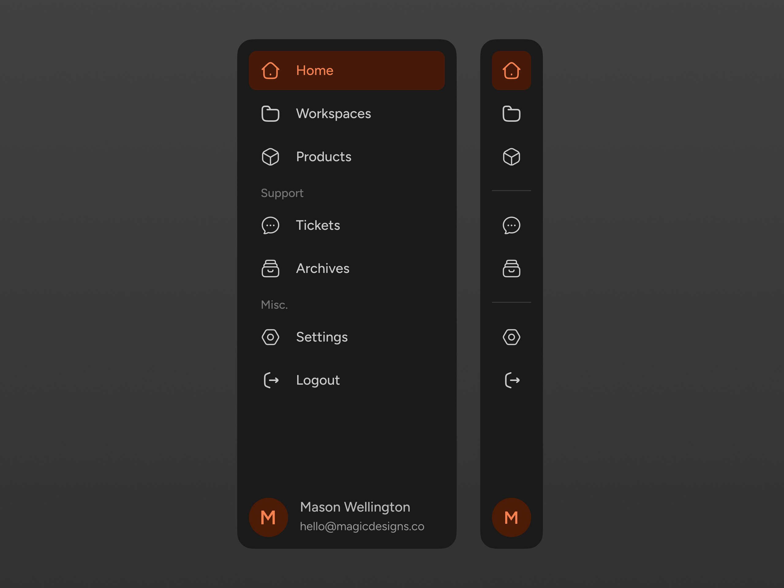 Clean Sidebar (Dark) by Mason King | Layers